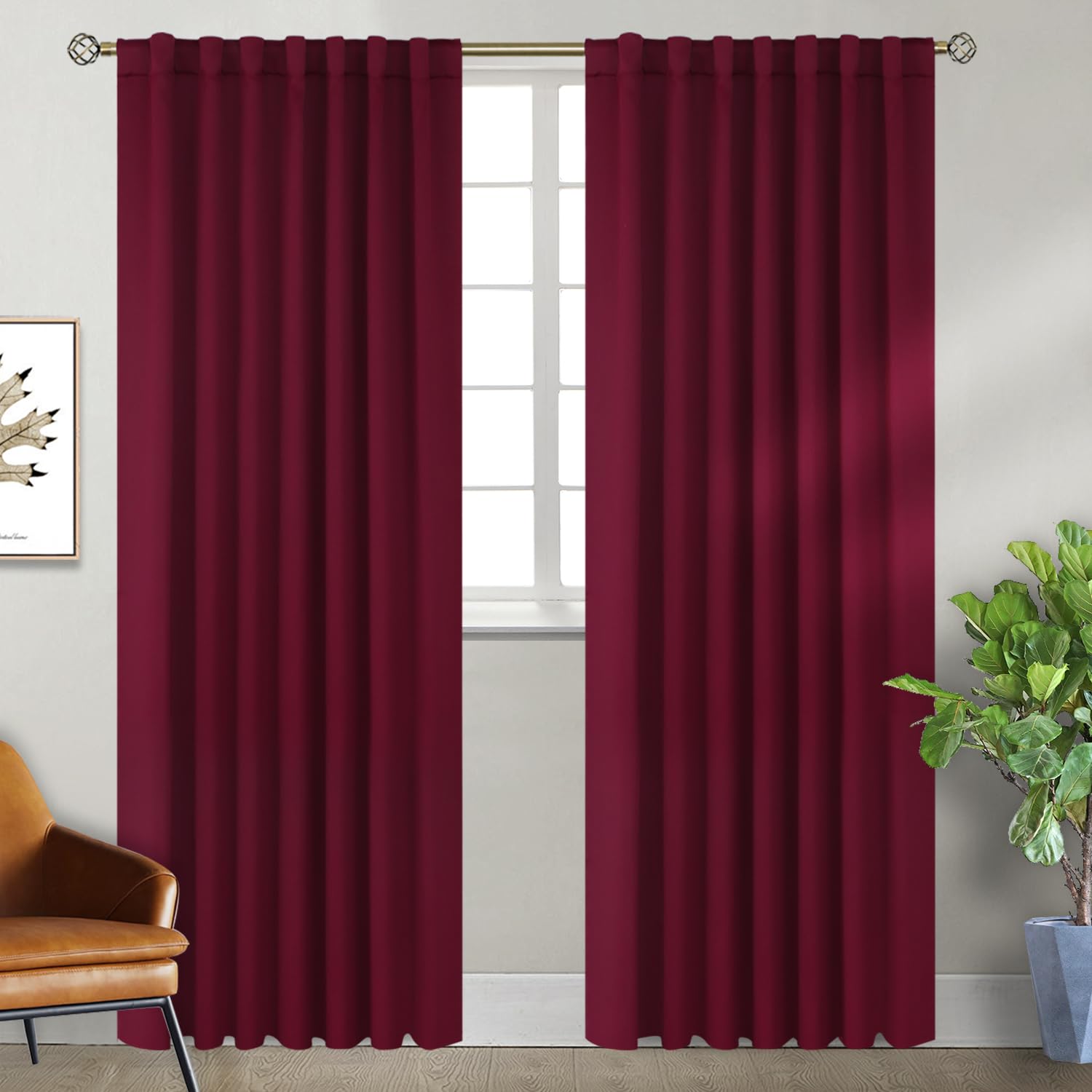 Amazon.com: BGment Wide Christmas Red Blackout Curtains 84 inch - Rod ...