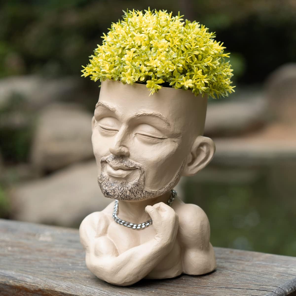 Amazon.com : Generic Men Face Resin Flower Pot, 3.4 in Opening, 7.3 in ...