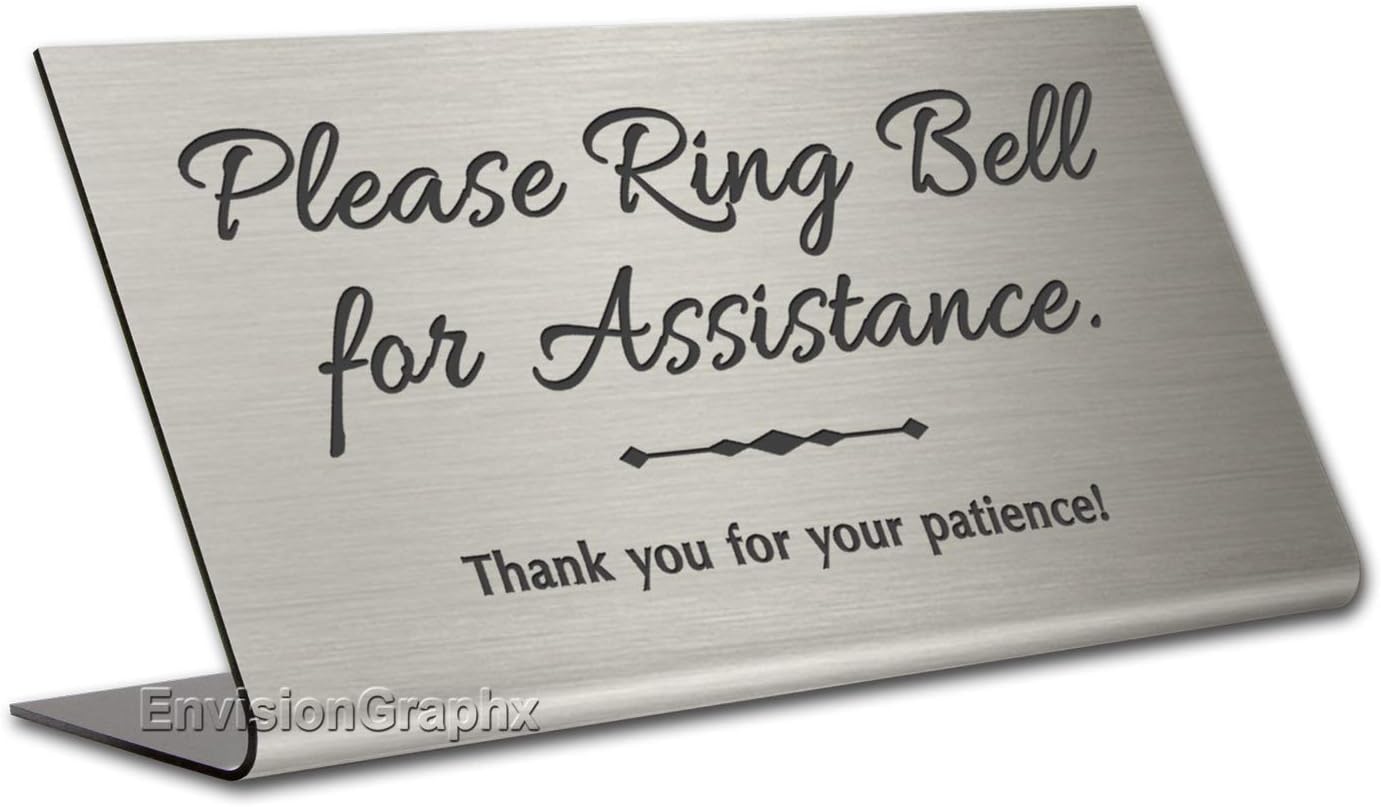 Amazon.com : PLEASE RING BELL for ASSISTANCE Sign - Black/Gold - Small ...