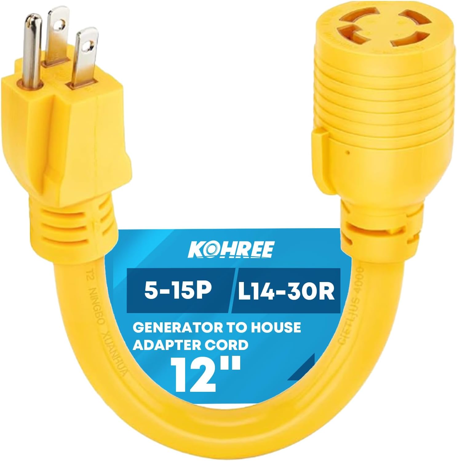 Amazon.com: Kohree NEMA 5-15P to L14-30R Generator Adapter Cord, 3 ...