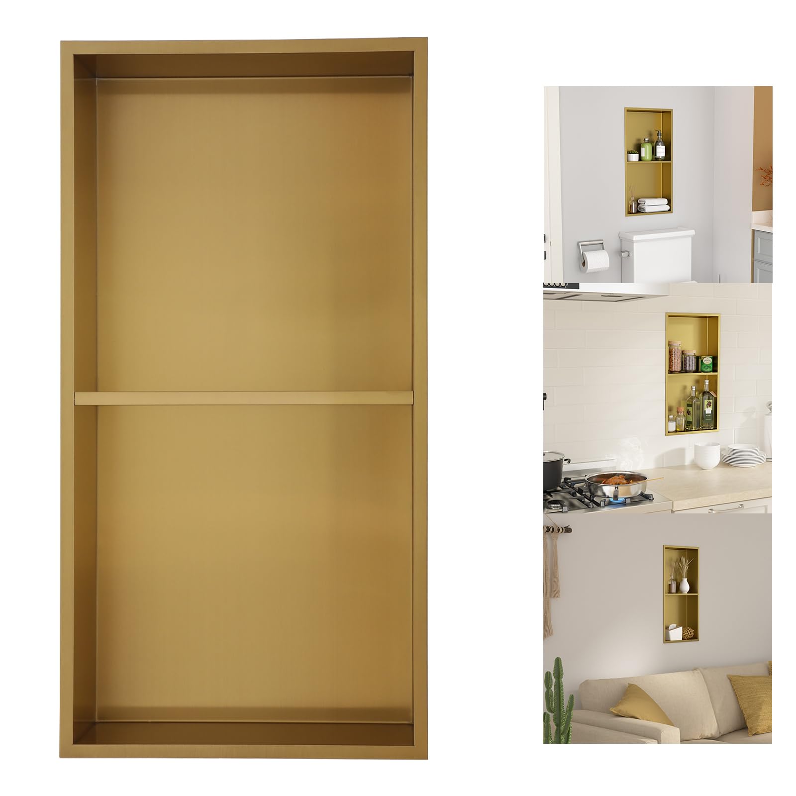 Snapklik.com : Lordear Shower Niche 24" X 12" Rectangle Gold