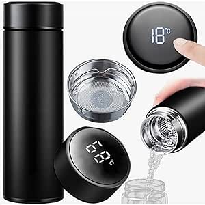 Garrafa Térmica Café Água C/Sensor De Temperatura Em Led 480ml Preta | Amazon.com.br