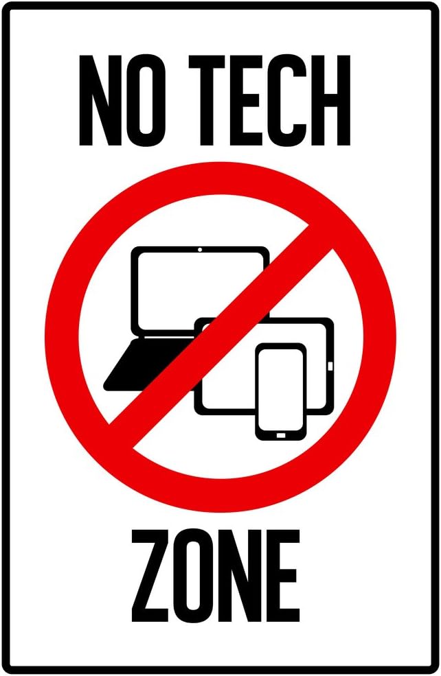 Amazon.com: Warning No Tech Zone Computers Laptop Tablet Cellular Phone ...