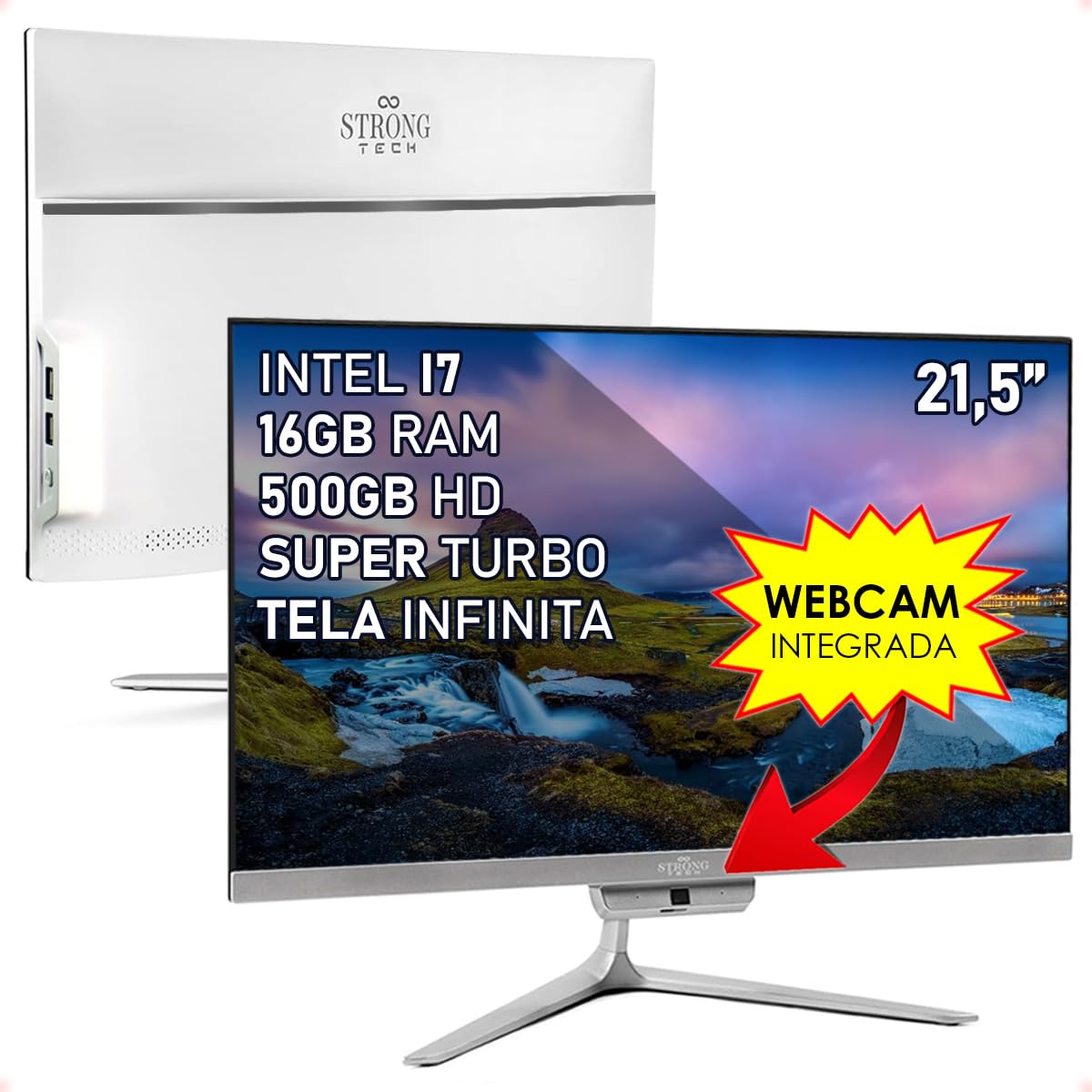 Computador All In One Intel Core i7 21,5" Full HD 16GB HD 500GB 4 ...