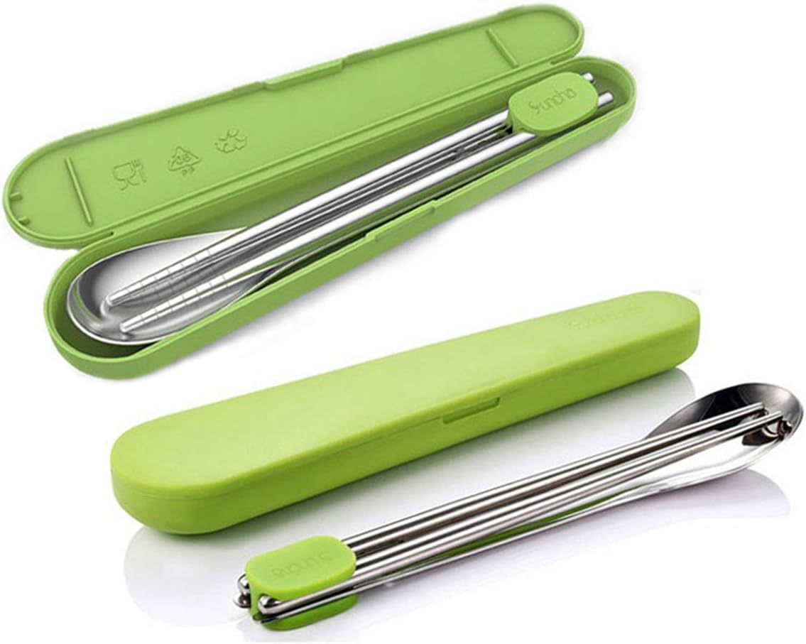 Amazon.com: Suncha Portable Chopsticks Spoon Set w/Carry Box Stainless ...