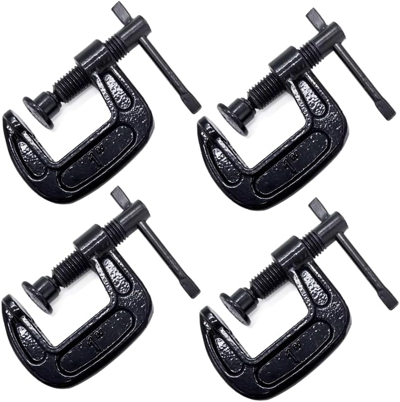 1-Inch C-Clamp Set, Heavy-Duty Cast Iron C-Clamps with 0.8-Inch Throat ...