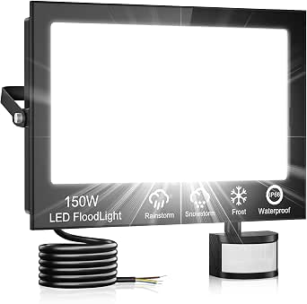 150W Pir Floodlight Outdoor,6500K LED Floodlights with PIR Motion ...