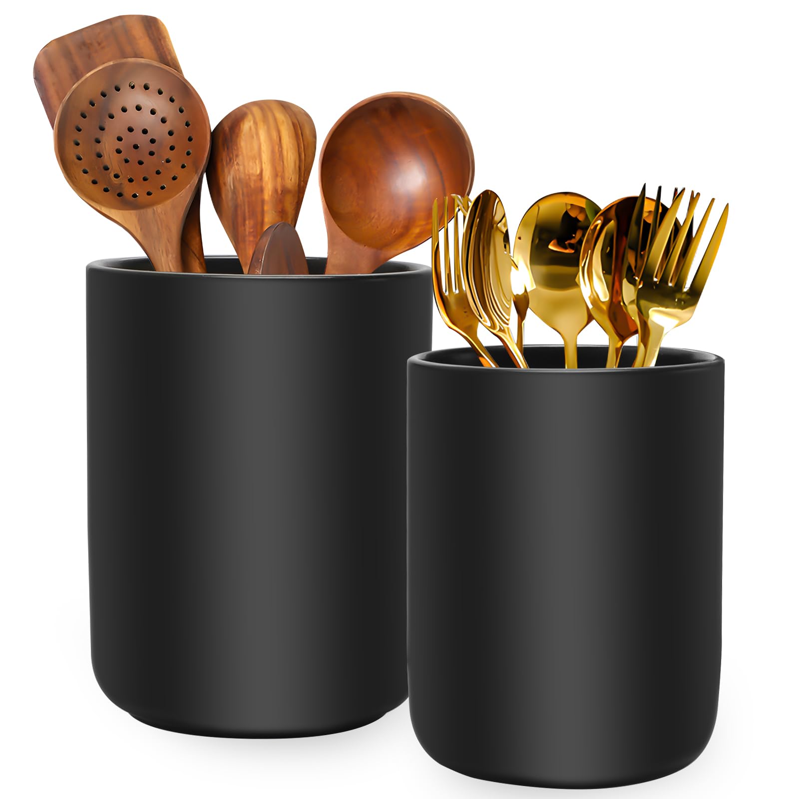 Amazon.com: YKDGBRE 2 Pcs Kitchen Ceramic Utensil Holder for Countertop ...