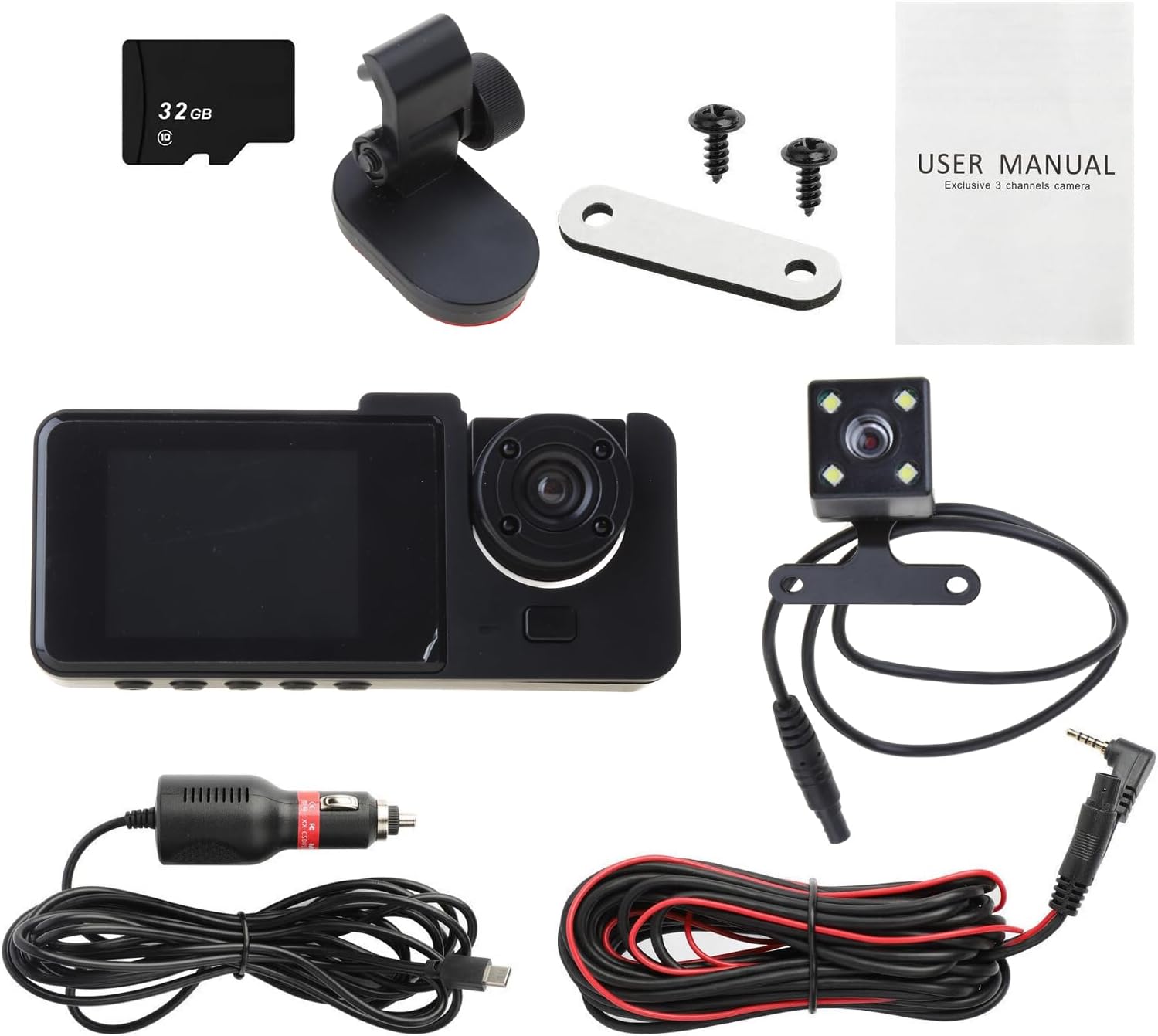 Amazon.com: 3 Lens DashCam for Car Black Box 1080P Car Video Recorder ...