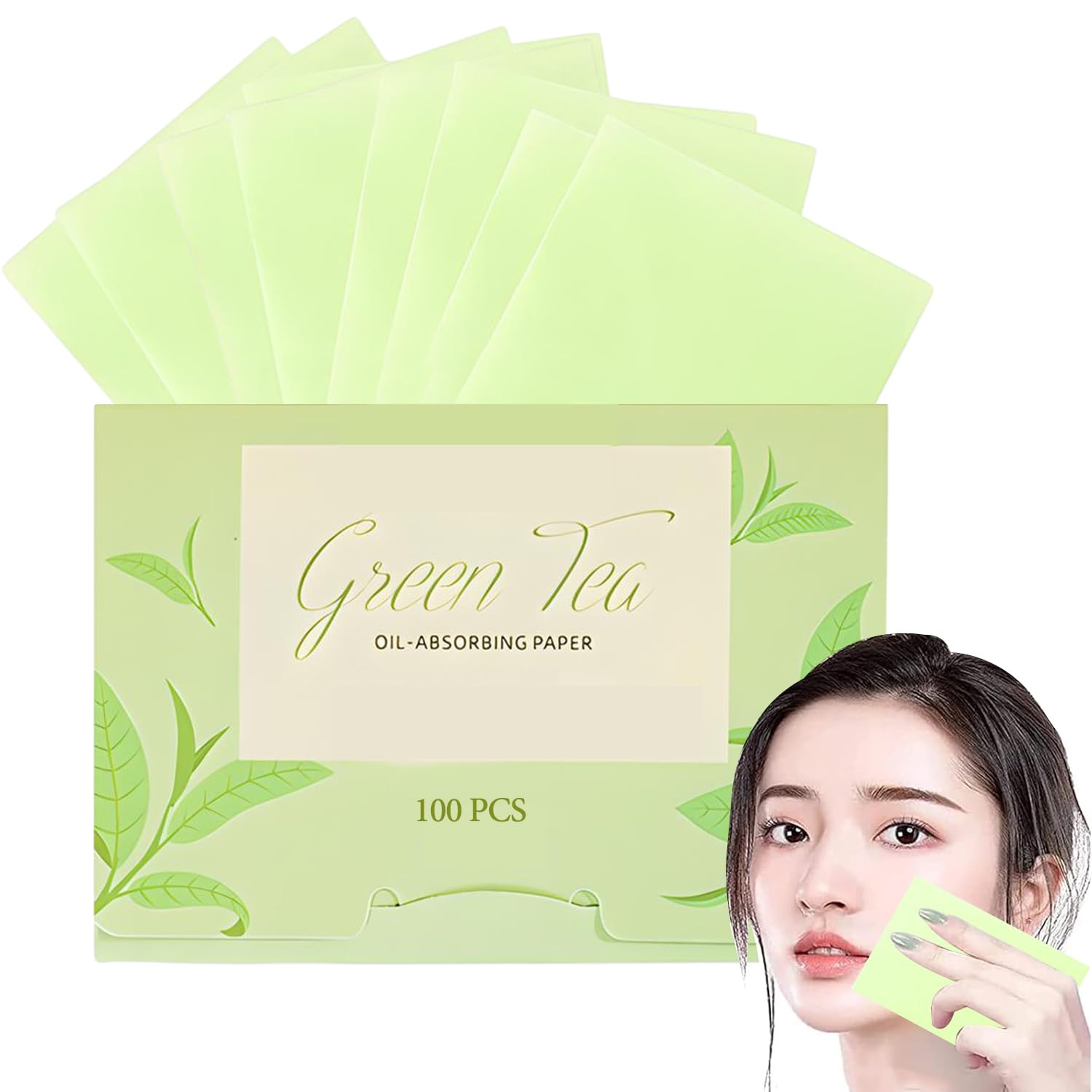 100 Sheets Oil Control Blotting Papers, Green Tea Oil Absorbing Tissues ...