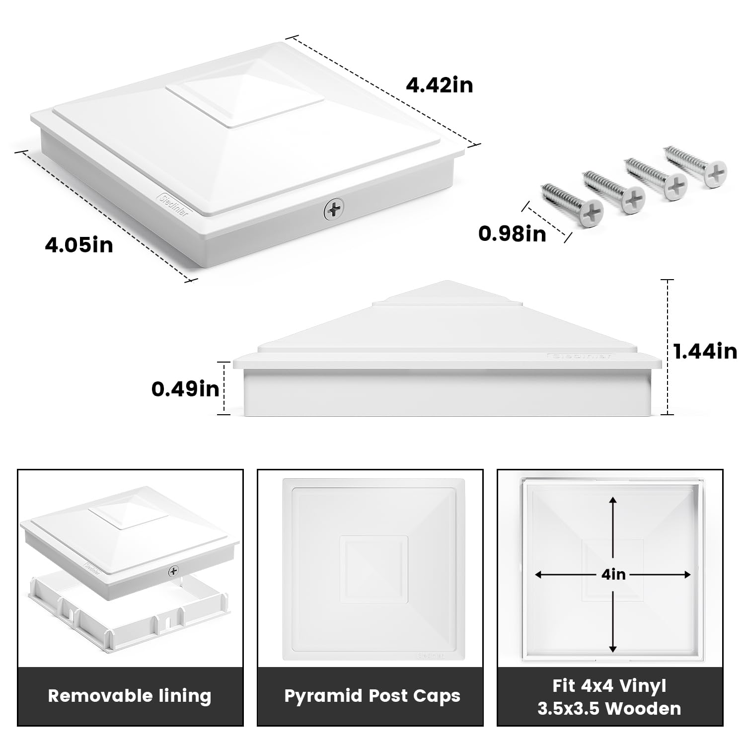 Snapklik.com : SIEDiNLAR 4x4 Pyramid Post Caps Waterproof Outdoor 4x4 ...