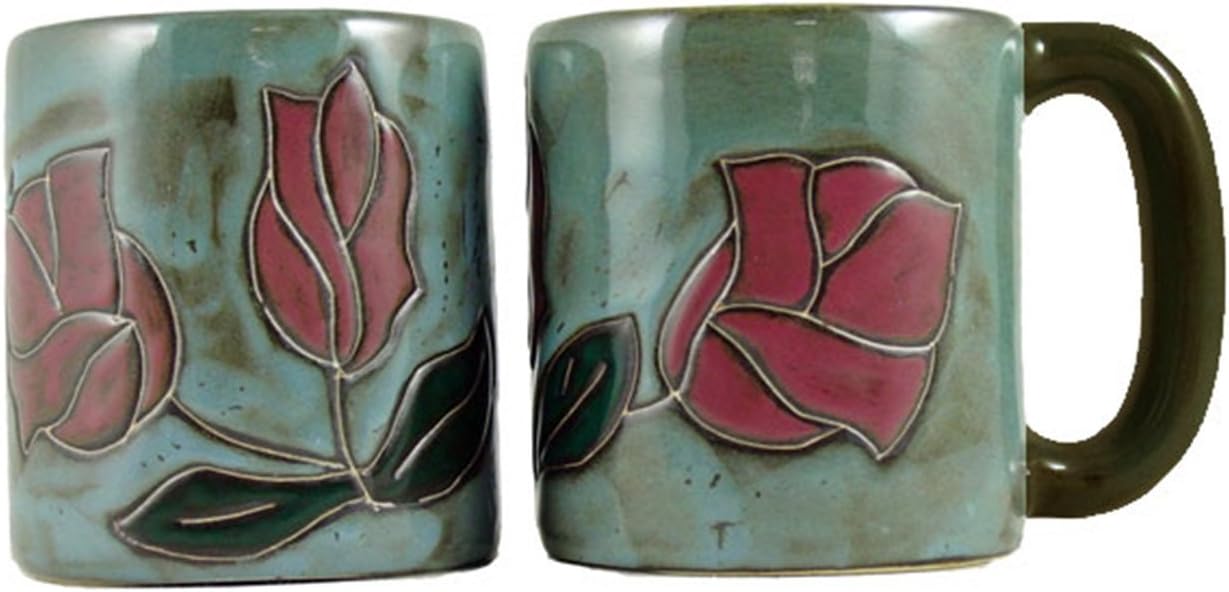 Amazon.com | Mara Ceramic Stoneware 16 Oz. Red Rose Mug (Set of 2 ...