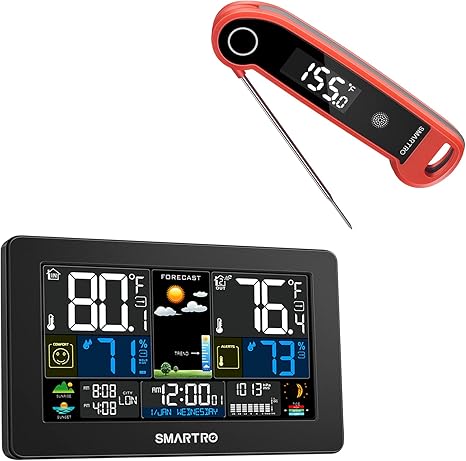 Amazon.com: SMARTRO ST49 Instant Read Meat Thermometer + SC93 Weather ...