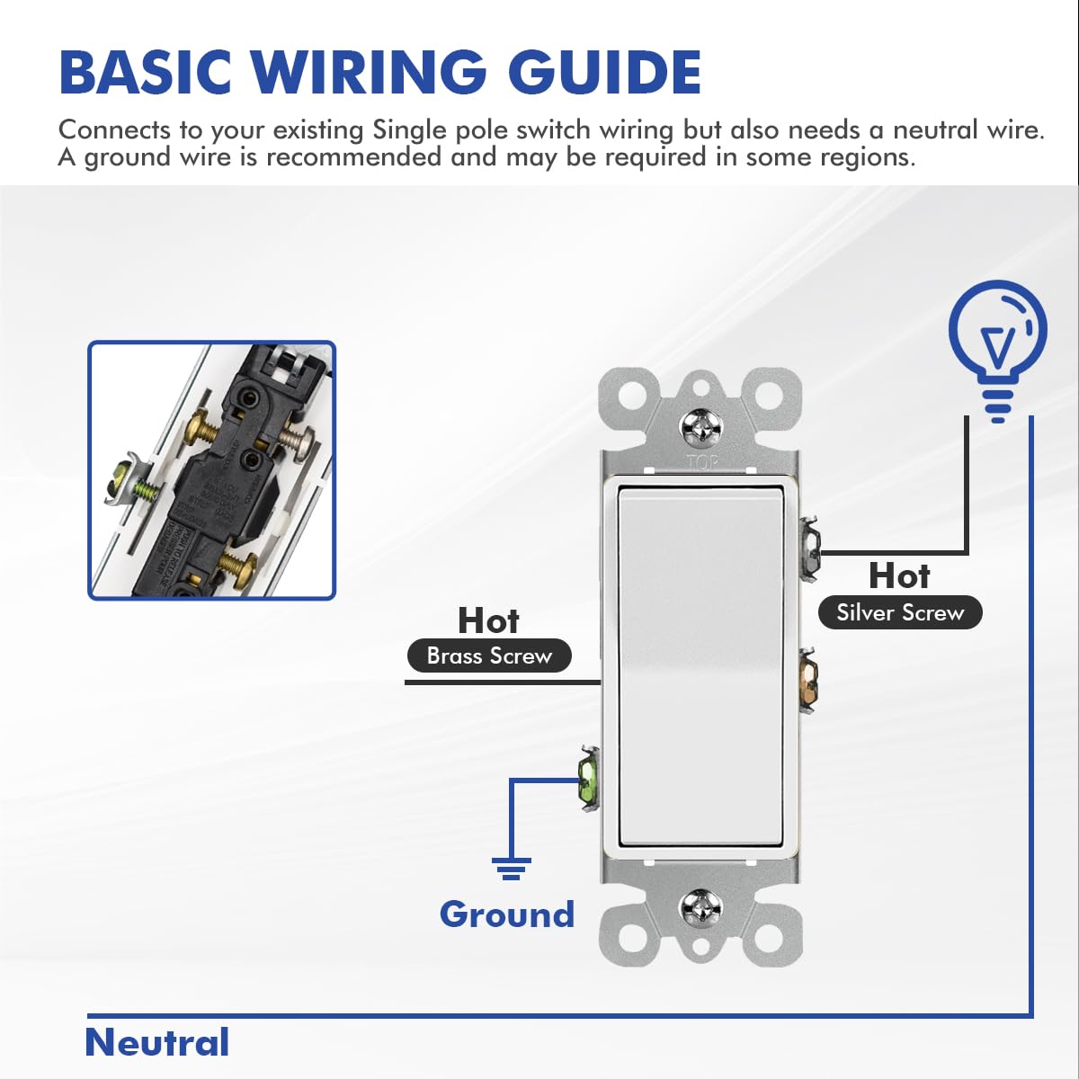 Snapklik.com : Micmi Single Pole Decorator Wall Light Switch, Paddle ...