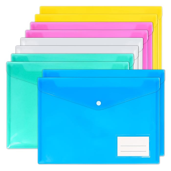 Buy Smarpau A4 Plastic Wallets, 10 Pack Coloured Folders Plastic File ...