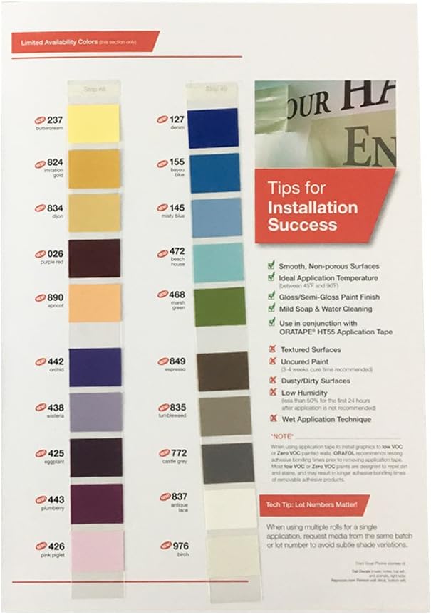 Buy ORACAL 651 and 631 Color Charts Guide Matte Indoor Vinyl Sample ...