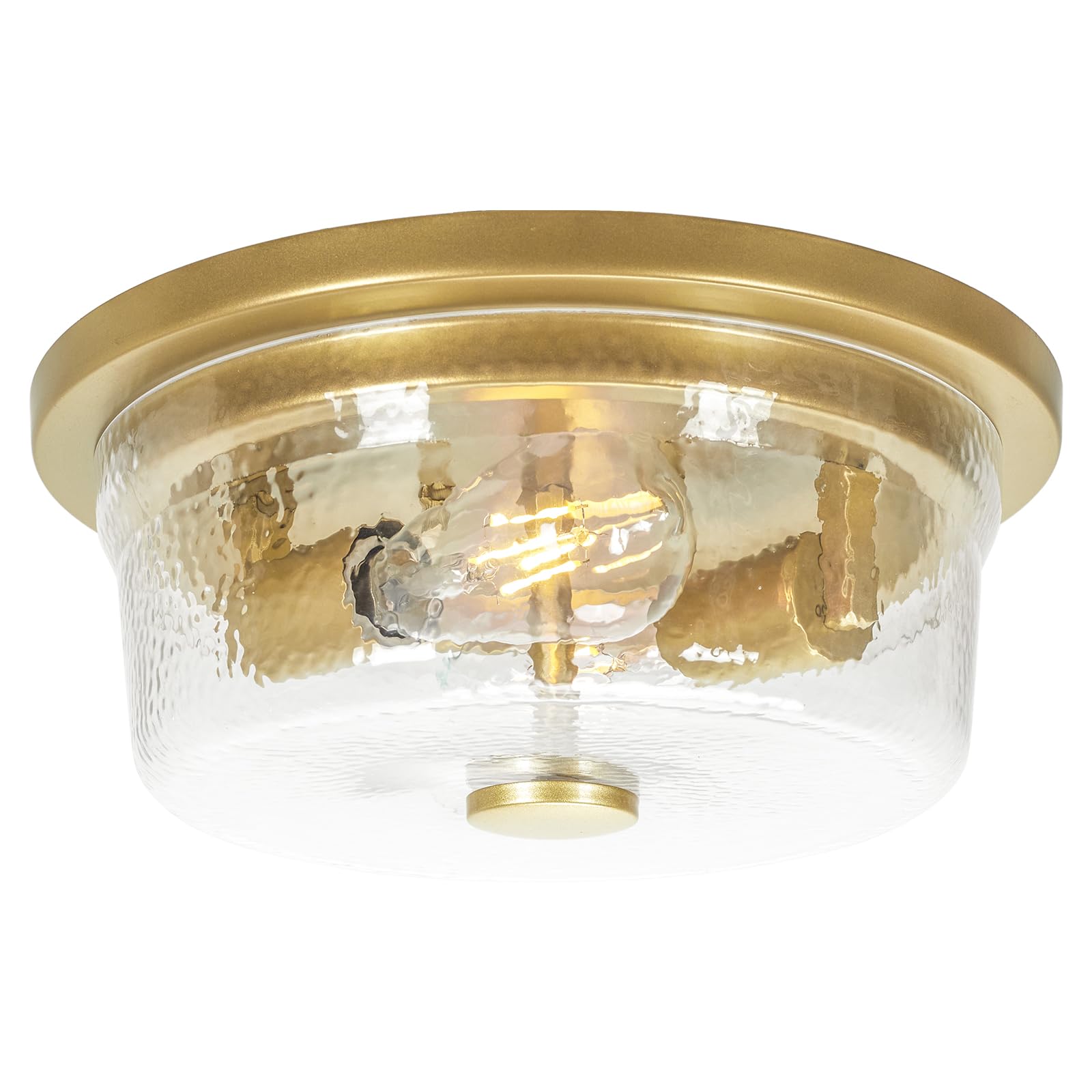 Modern Flush Mount Ceiling Light Fixture with Water Ripple Glass,Close ...