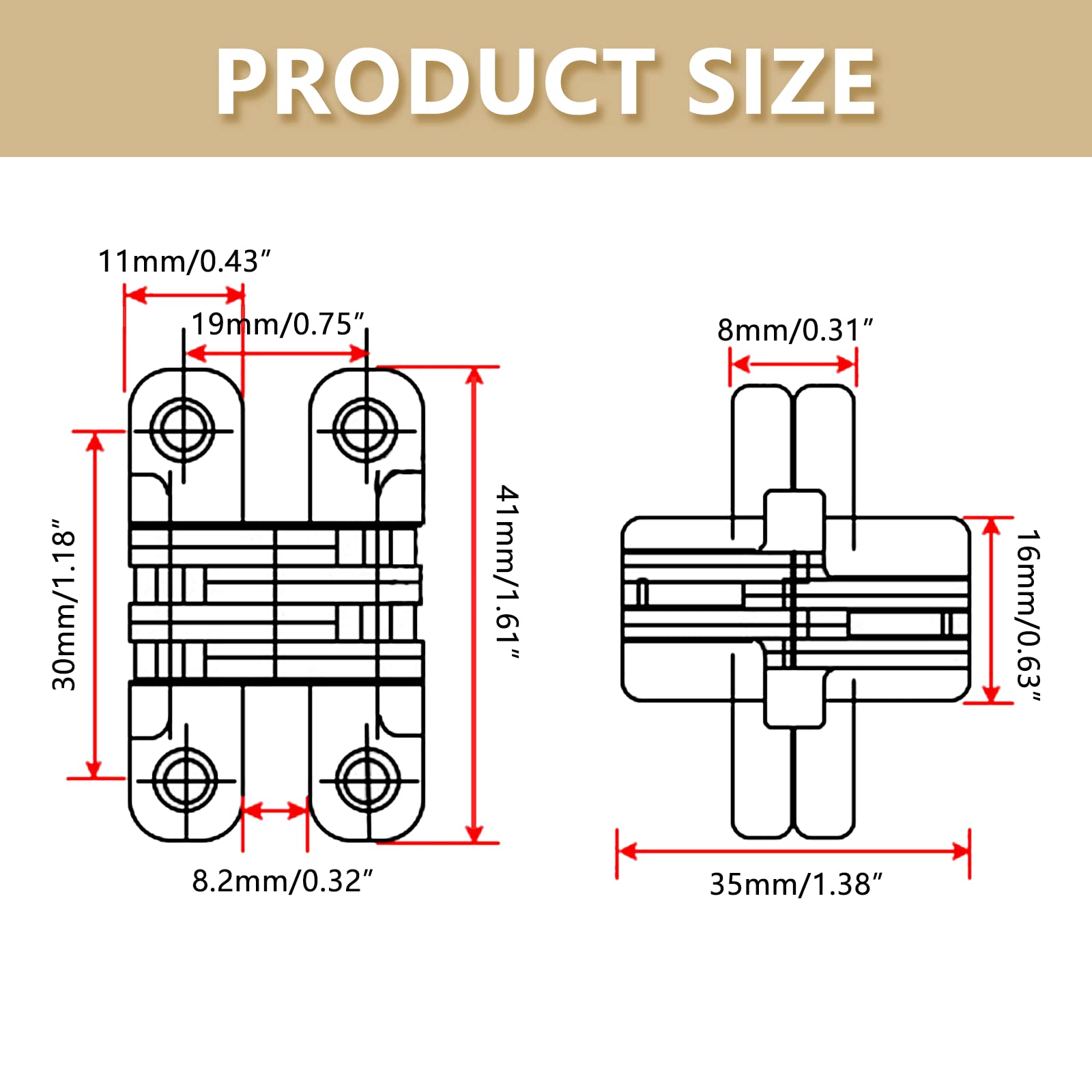 Snapklik.com : Haosie Hidden Door Hinge, 180 Degree Concealed Cross ...