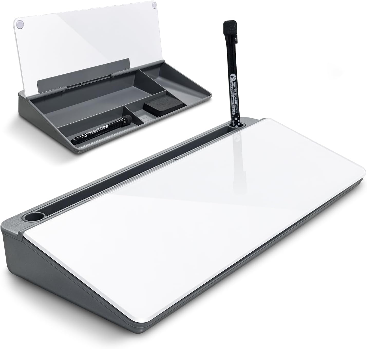 Glass Desktop Whiteboard Dry-Erase-Board & Keyboard Stand with ...
