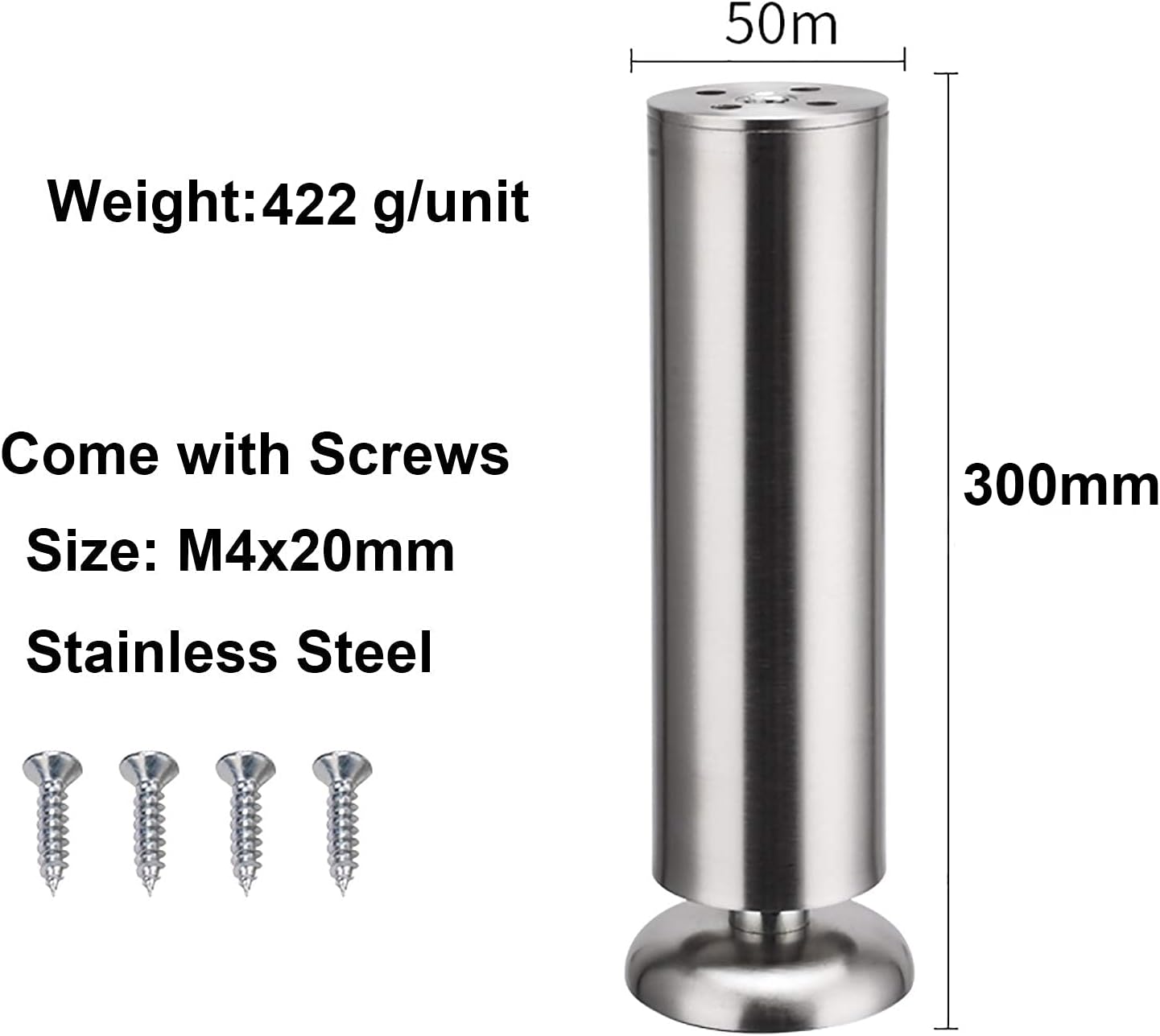 Qrity 4 PCS 300mm Cabinet Stainless Steel Legs Kitchen Feet Worktop TV ...