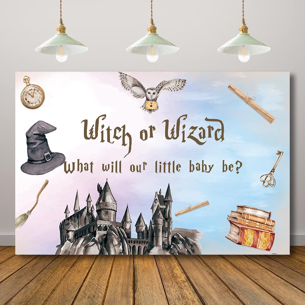 Amazon.com : Rcoaror Witch or Wizard Gender Reveal Backdrop Magic Book ...