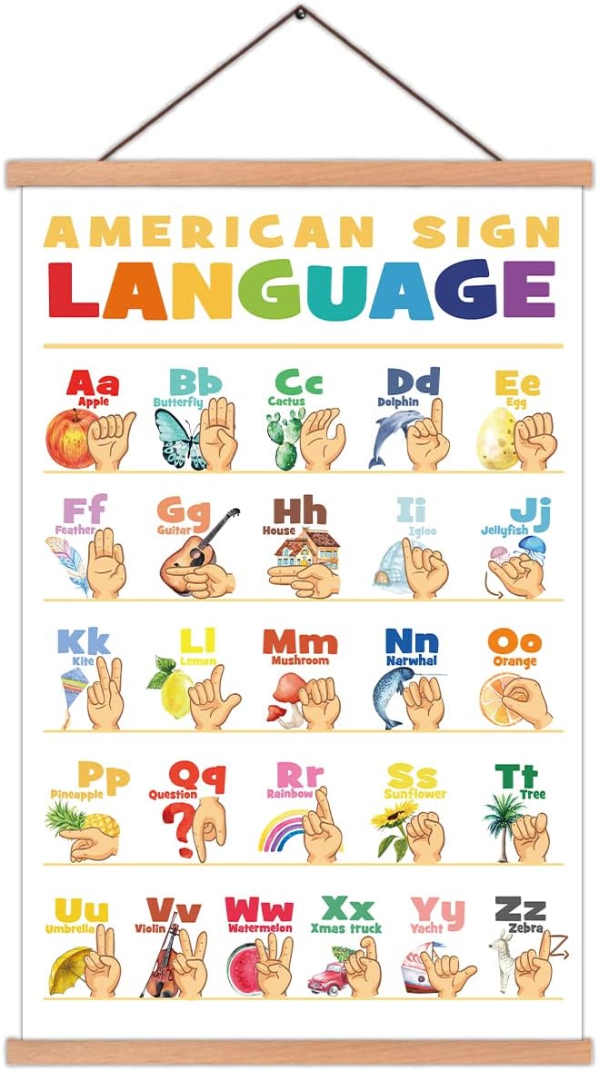 Amazon.com: KAIRNE American Sign Language Poster with Wood Magnetic ...