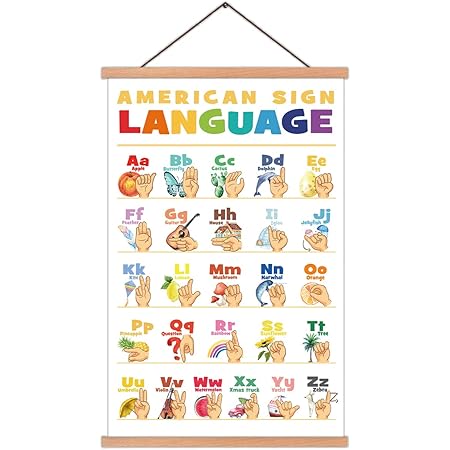 Amazon.com: KAIRNE American Sign Language Poster with Wood Magnetic ...