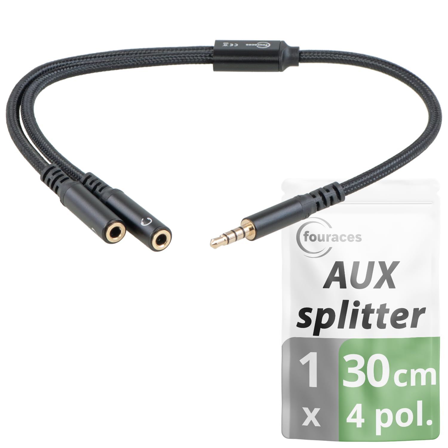 3.5mm Y Splitter Fouraces Cable - 1ft Short 3.5mm Audio Splitter For ...