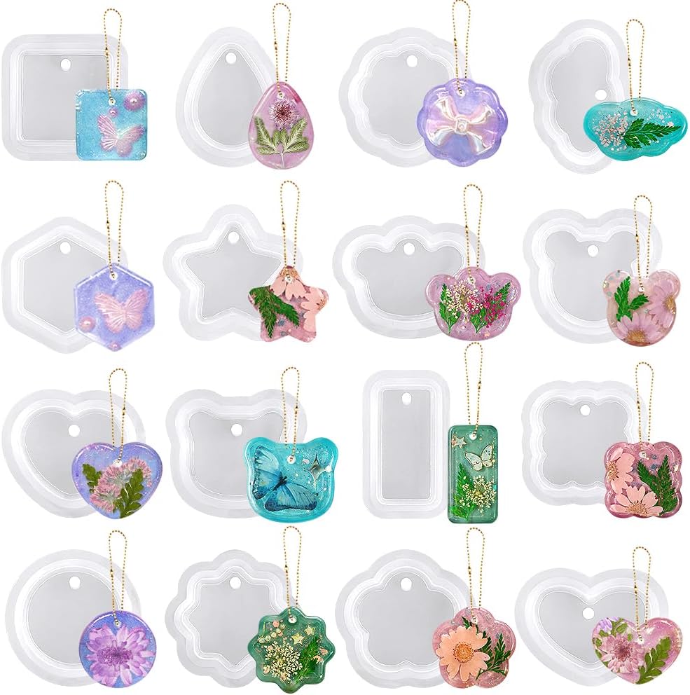 Amazon.com: 10 Pieces Round Keychain Mold Silicone Resin Molds Circle ...