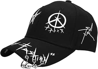 Men Women Y2K Punk Baseball Cap Graffiti Korean Hip Hop Hat Emo Alt ...
