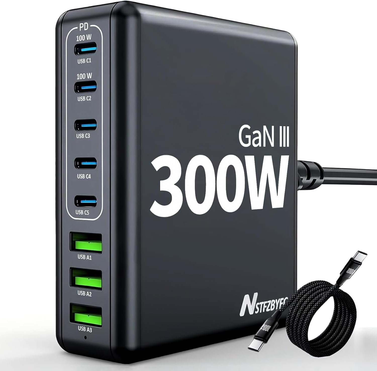Amazon.com: 300W USB-C Charger Station | 8-Port Fast Charging Block ...