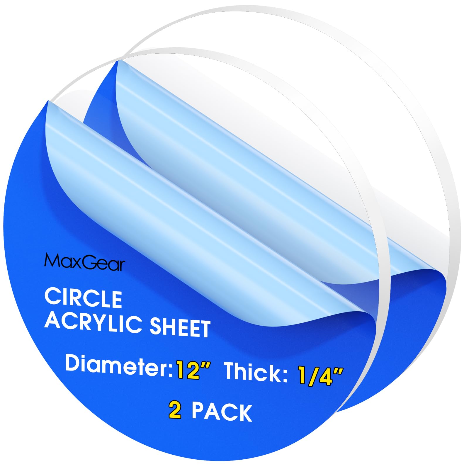 Snapklik.com : 2 Pieces 1/4" Round Plexiglass Sheet, 12 Inch Diameter ...