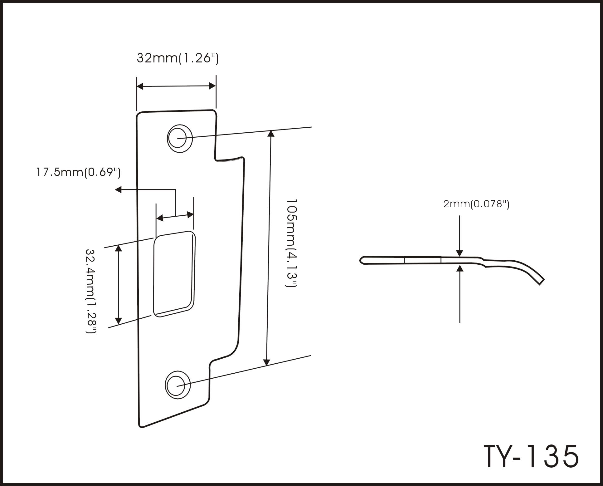 Snapklik.com : QCAA Stainless Steel Extended Replacement Lock Strike Plate