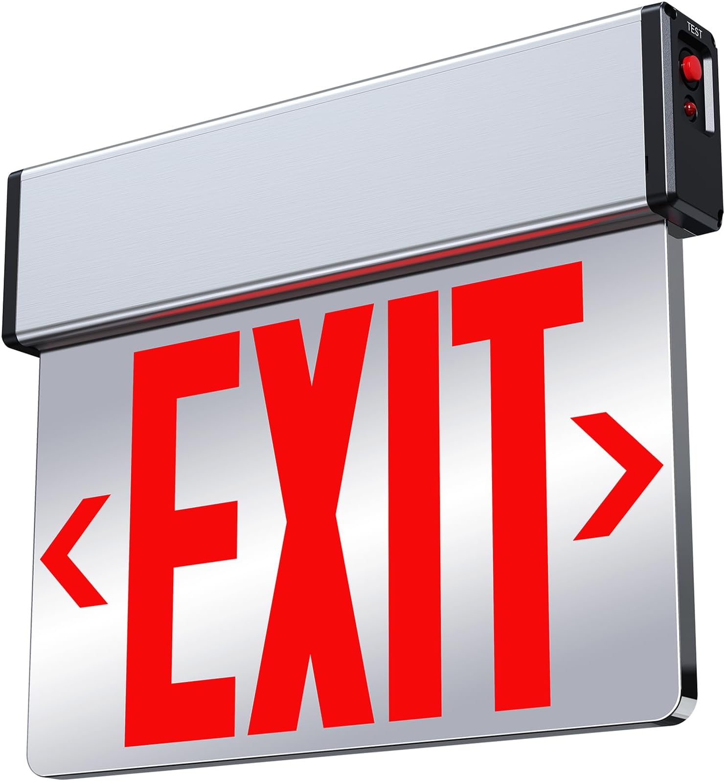 Red Led Edge Lit Exit Sign UL Listed, Brushed Aluminum Housing Double ...