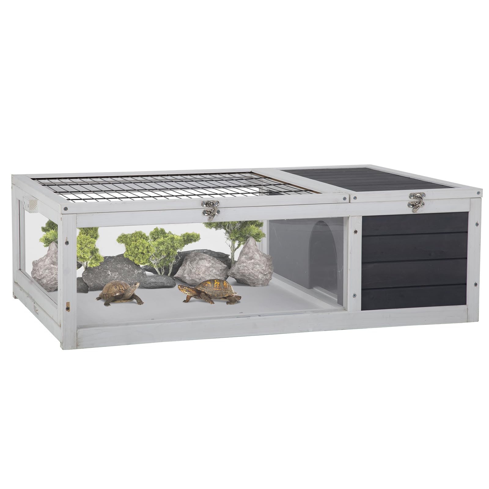 Amazon.com : Tortoise Habitat, Large Wooden Box Turtle Enclosure with ...