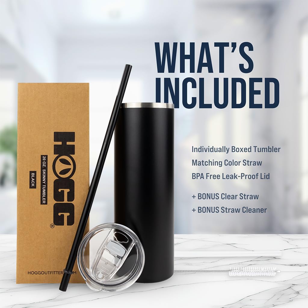 Snapklik.com : Hogg 20 Oz Skinny - Black, Powder Coated Tumblers For ...