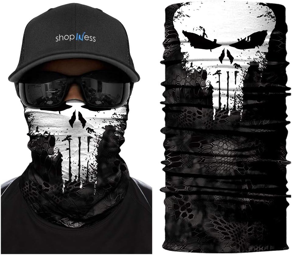 2 Pcs Motorcycle Face Skull Mask Half Face Motorbike Neck Headwear ...