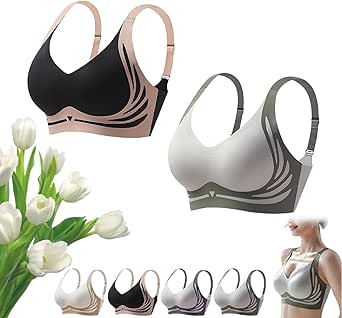 Amazon.com: Grishay Wireless Bras for Older Women, Super Gather Bra ...