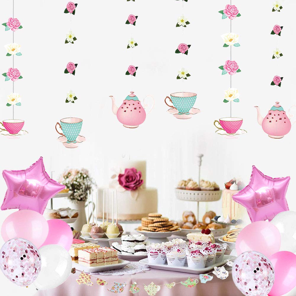 Tea Party Decoration Supplies Kit, Let's Par Tea Balloons, Floral Tea ...