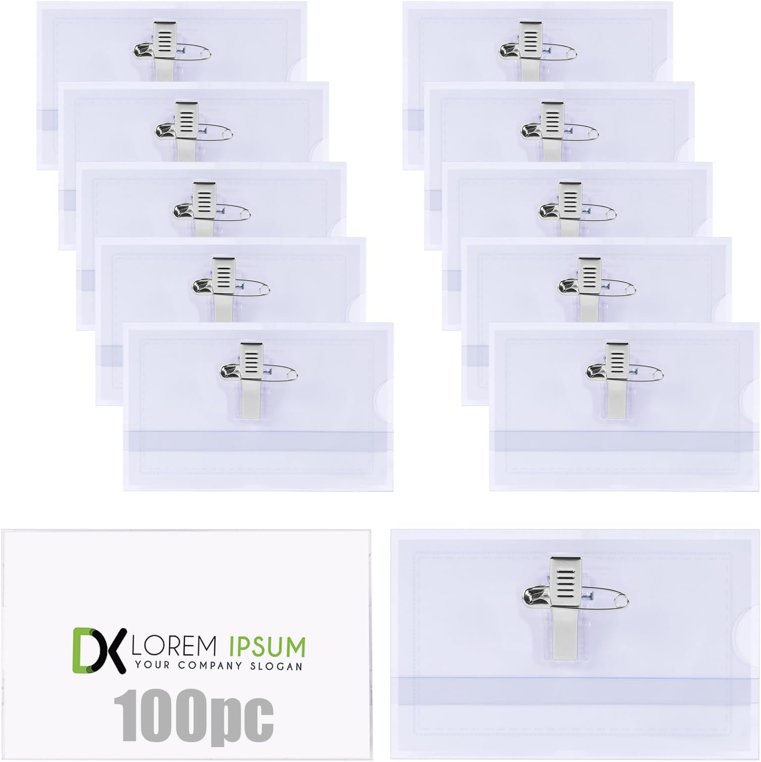 Vicloon Name Badges with Clip and Pin, 100Pcs Clear Name Badge Holders ...