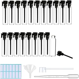 Amazon.com: 20Pcs Empty Perfume Sample Bottles 2ml Black Cap Essential ...
