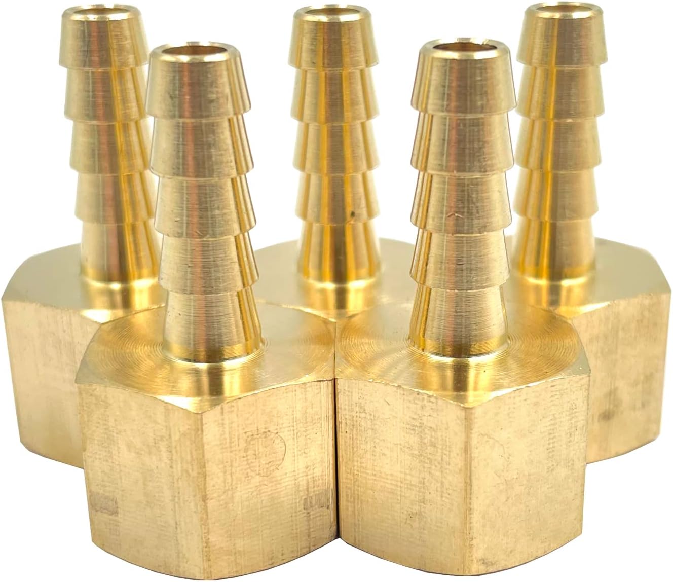 5Pcs 1/4" Barb x 3/8" NPT Female Brass Fitting Hose Barb Adapter,Brass ...
