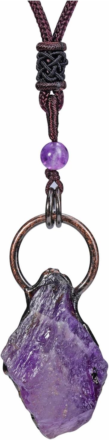 Amazon.com: Top Plaza Raw Amethyst Healing Crystal Stone Necklaces for ...