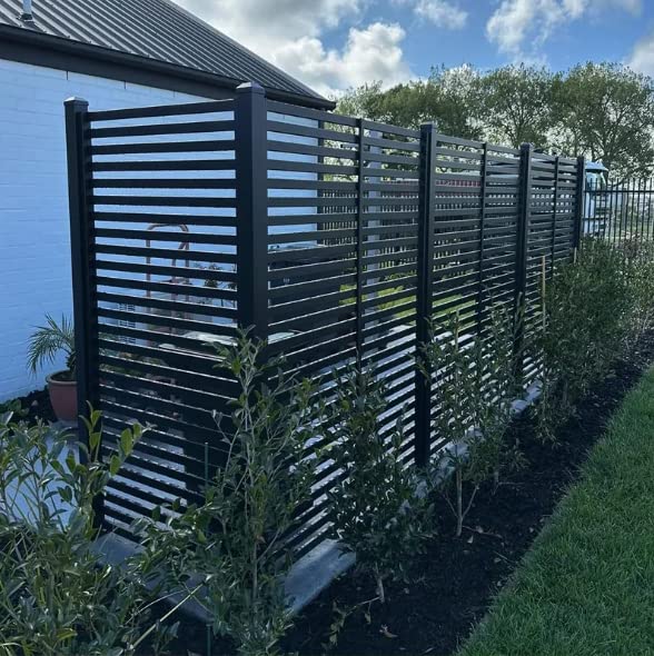 Horizontal Slat Fencing Grouped Black Stratco Usa Horizontal Slat