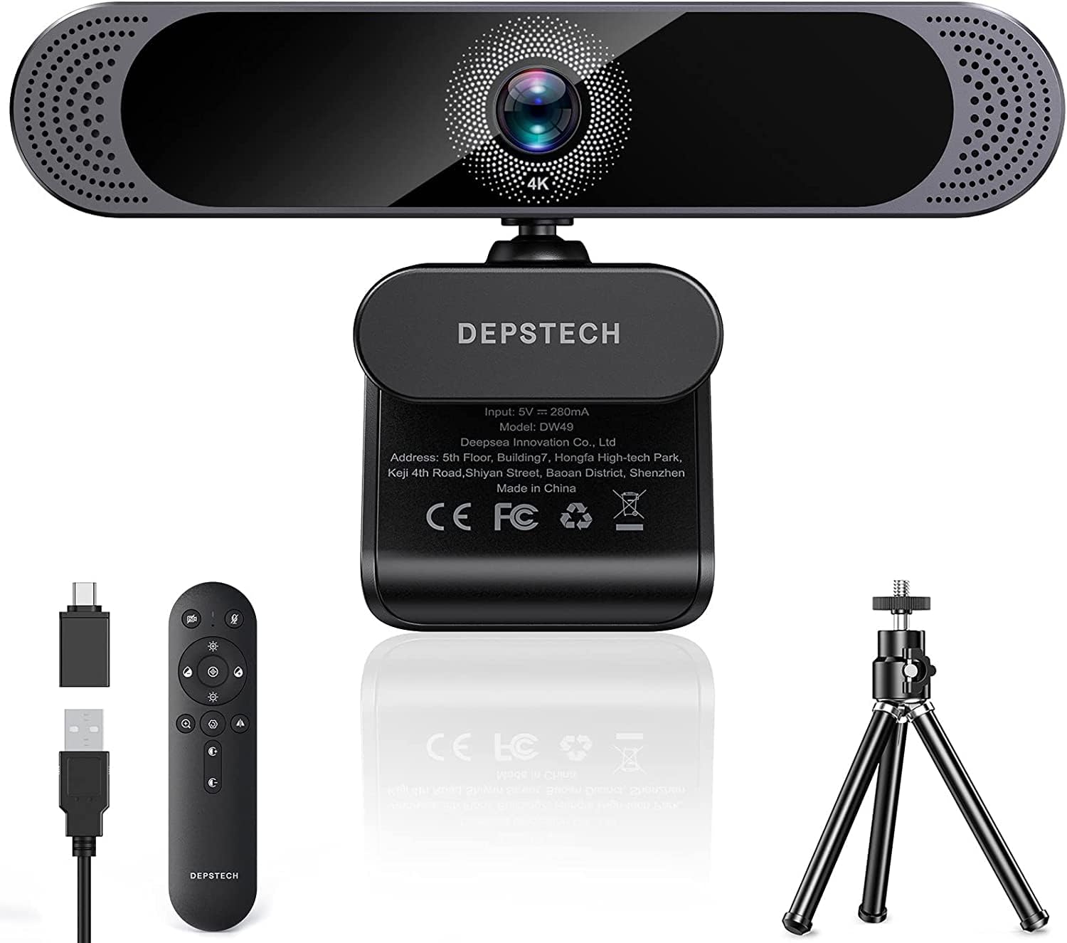 Amazon.co.jp: DEPSTECH DW49 PRO WEBカメラ 4K Ultra HD画質 オートフォーカス リモコン付き ウェブカメラ ノイズ低減マイク内蔵 自動光補正 明度 ...
