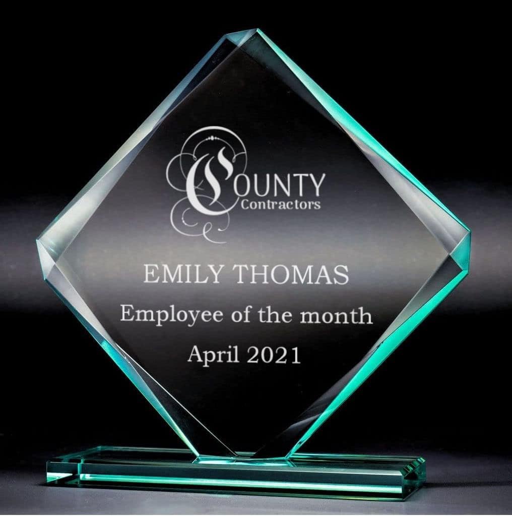 County Engraving Personalised 12cm Cube Jade Glass Achievement Sporting ...