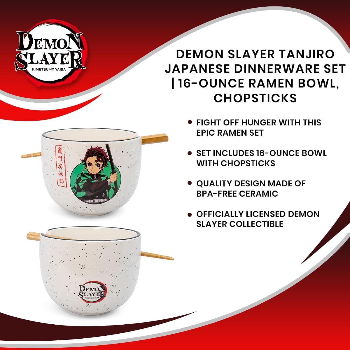 Demon Slayer Tanjiro Kamado Japanese Ceramic Dinnerware Set | Includes ...
