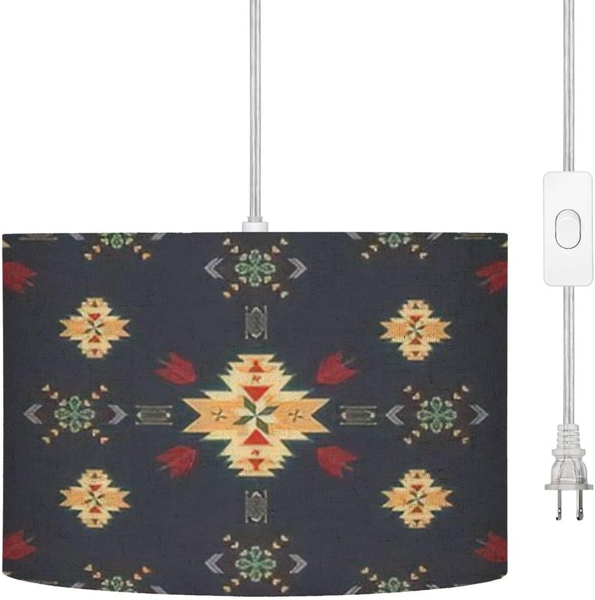 Plug in Pendant Light Native American Southwest Navajo Tribal Black and ...