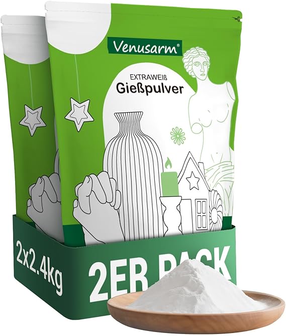 Venusarm Gießpulver 4,8kg, Gießpulver Weiß wie Neuschnee, Gips zum Gießen wie Spiegel Glatter ...