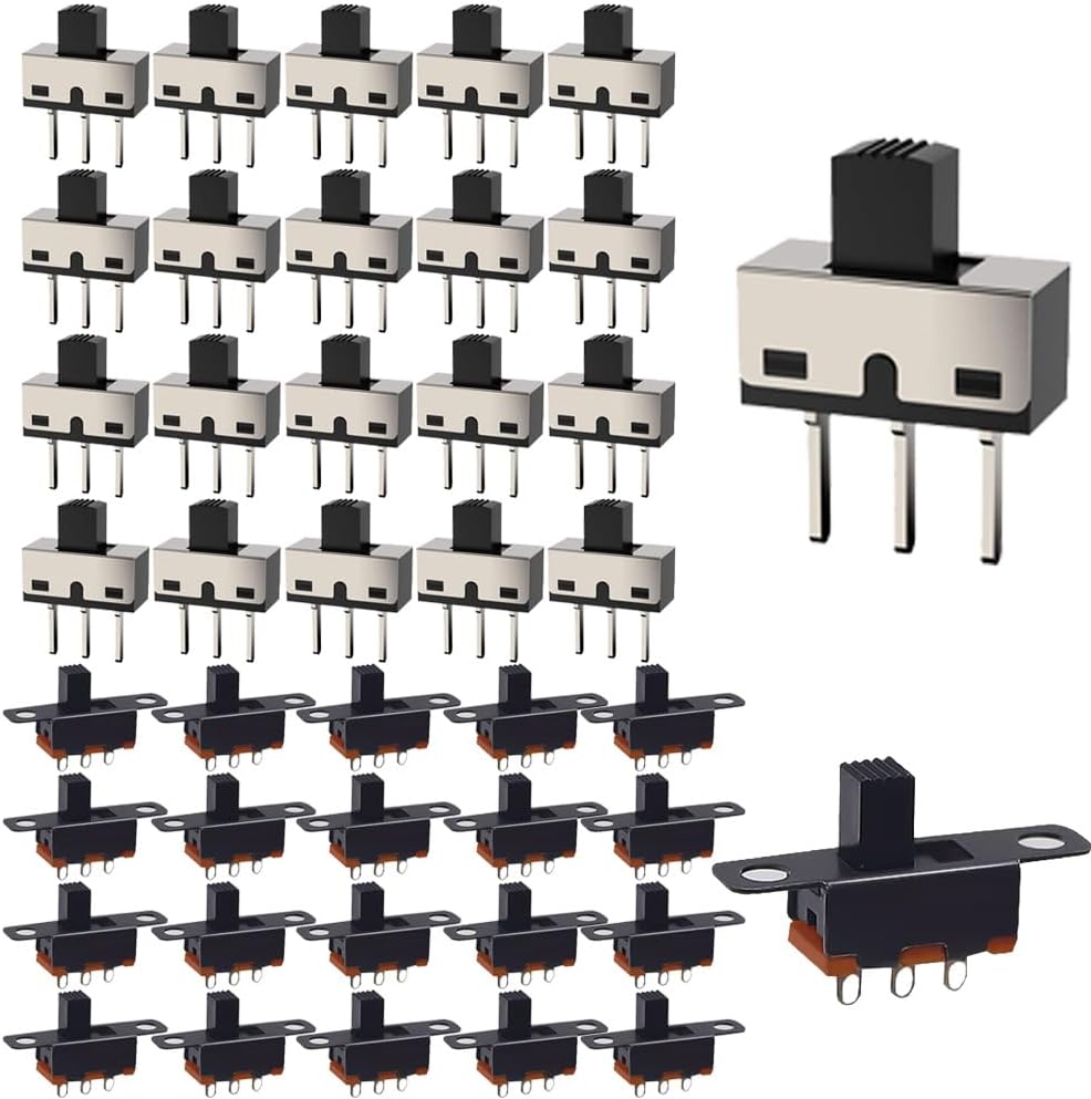 Amazon.co.jp: Kiligen 40PCS スライドスイッチ 250V/3A、1P2T SPDT 3 ピン 2 ポジション ...